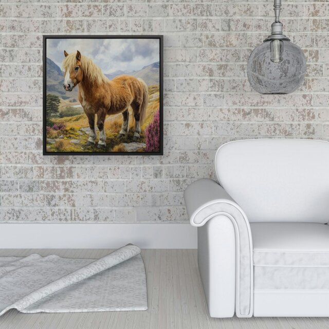 "Rackhams Eriskay Pony In The Highlands Framed Canvas - - Black - 16 ...