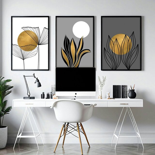 Rackhams Desk office decor - set of 3 wall art prints - 16 x 22 inches ...