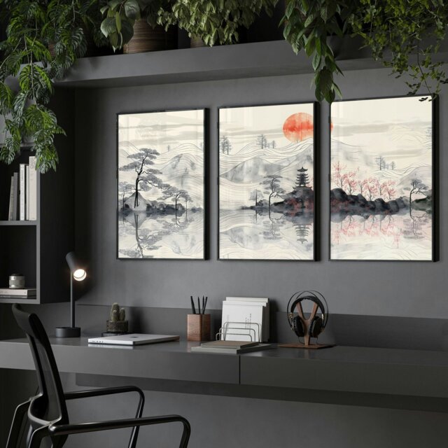 Rackhams Home Office Wall - Set of 3 wall art prints - 16 x 22 inches ...