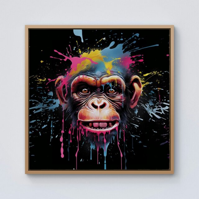 "Rackhams Multi Coloured Monkey Face Splash Art Framed Canvas - - 30 ...