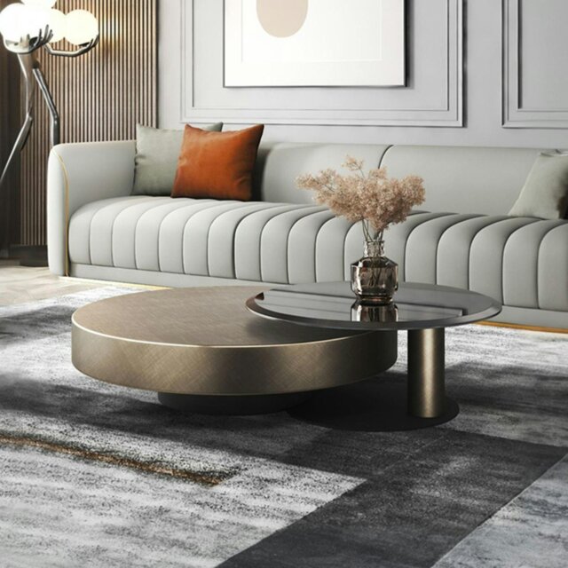 Rackhams Gold Nesting Coffee Table, Gold - 90cm / 55cm by Rackhams | ufurnish.com