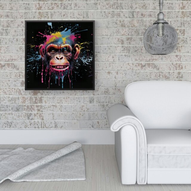 "Rackhams Multi Coloured Monkey Face Splash Art Framed Canvas - - 40 ...