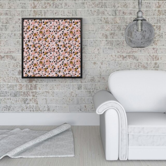 "Rackhams Hand Drawn Pink Leopard Print Framed Canvas - - 40"" x 40 ...