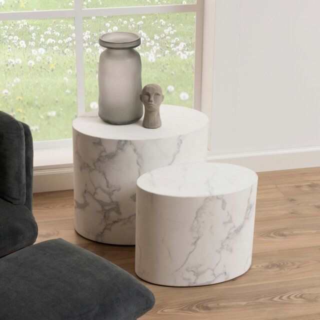 Rackhams Mice Oval Coffee Table Set in White - 1 - White - White by ...