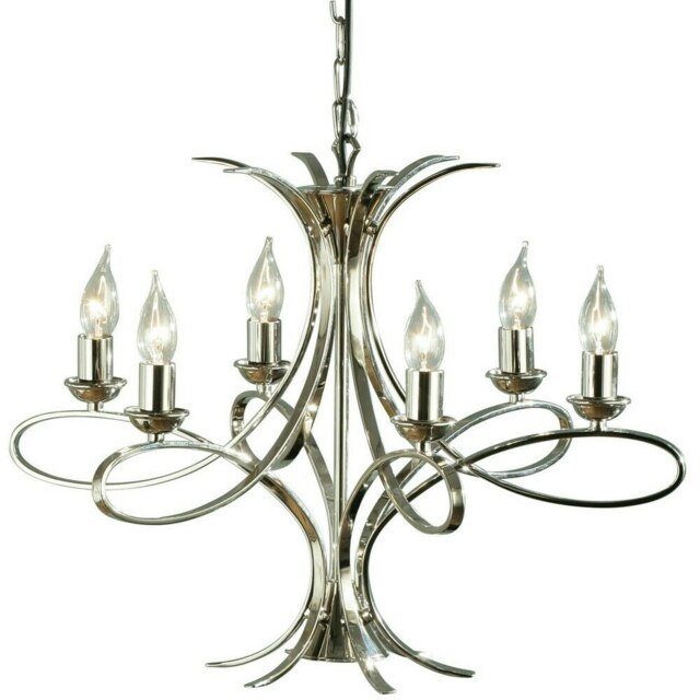 Rackhams Eaves Hanging Ceiling Pendant Chandelier 6 Lamp Polished ...