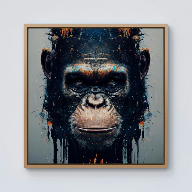 "Rackhams Gorilla Face Splash Art Framed Canvas - - 30"" x 30"" - Pine ...