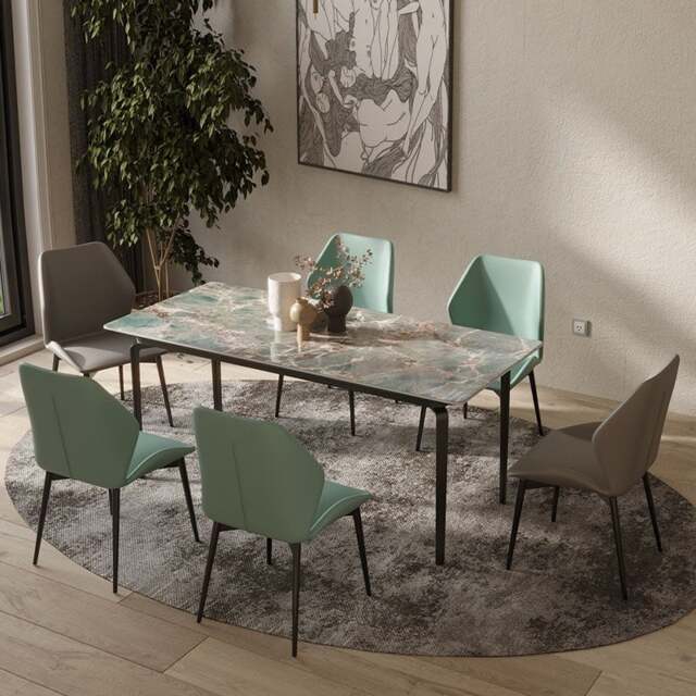 Rackhams Gareth Dining Table, Marble & Carbon Steel - 160 x 90cm by ...