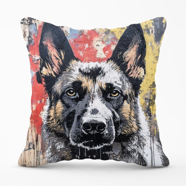 Rackhams Banksy Inspired German Shepherd Cushions - - 60cm x 60cm by ...