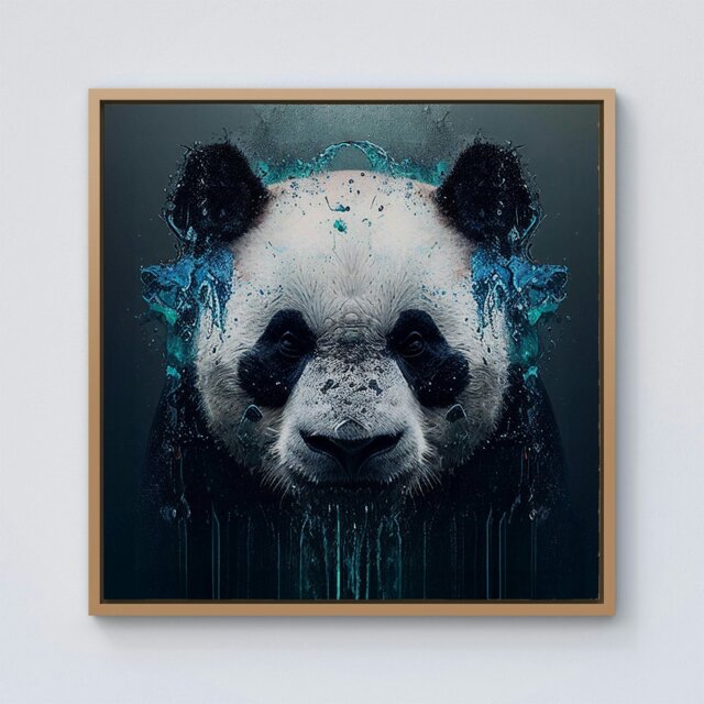 "Rackhams Panda Face Splash Art Dark Background Framed Canvas - - 10 ...