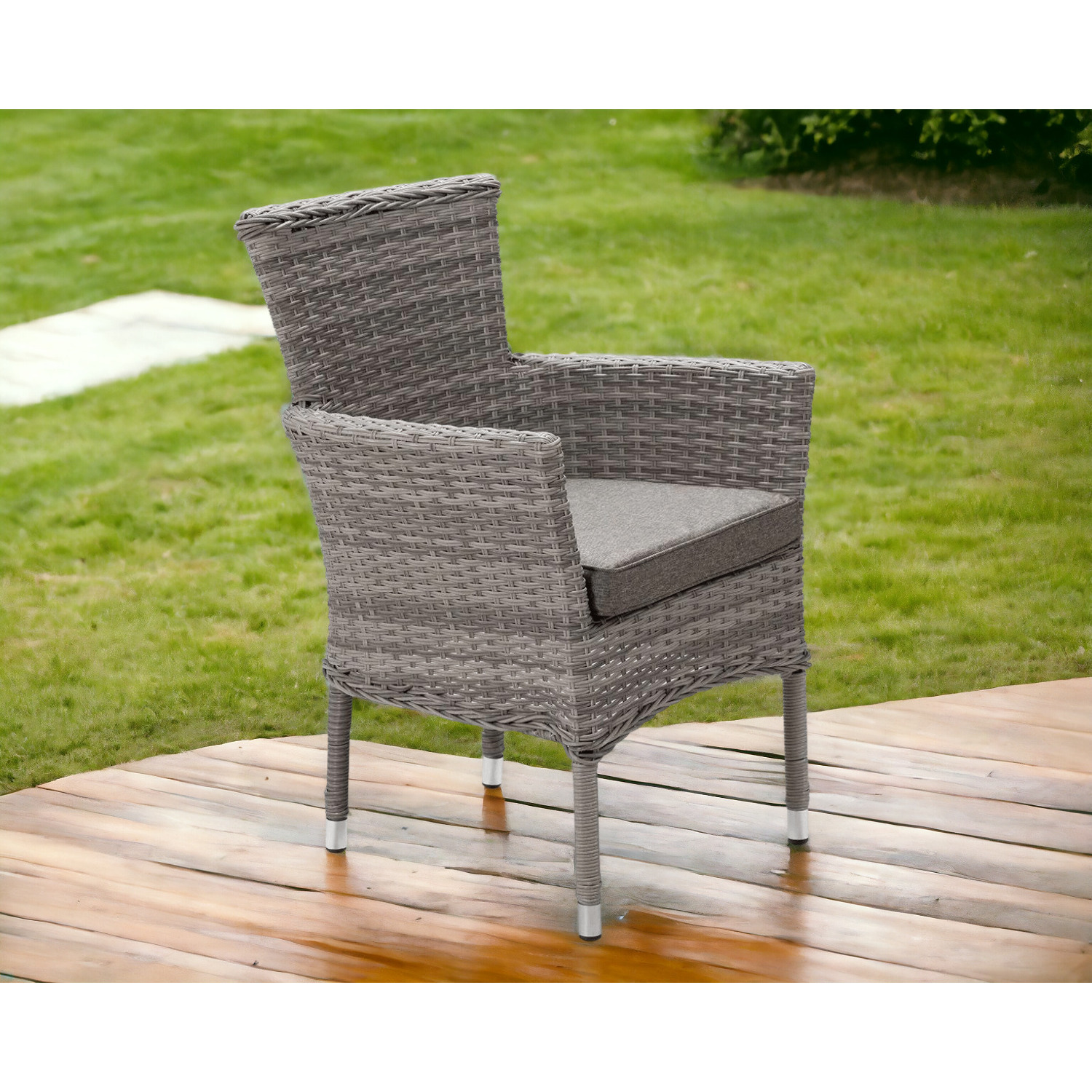 Stackable Rattan Garden Chair in Grey - Cambridge - Rattan Direct by ...