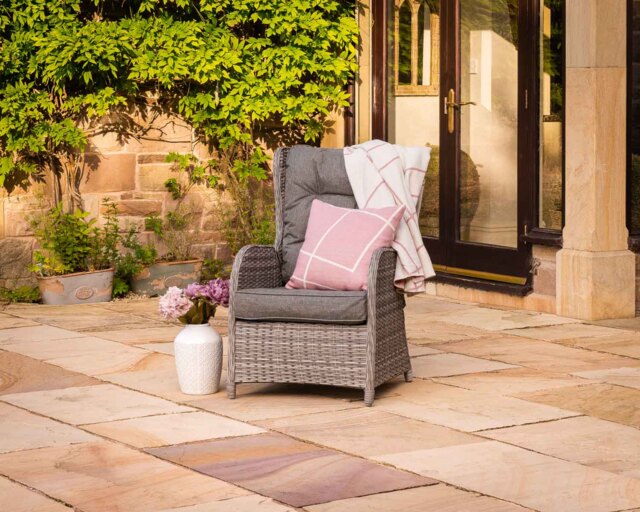 Fiji Reclining Rattan Garden Dining Chair in Grey - Rattan Direct by ...