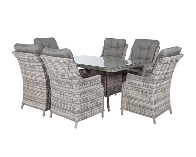 6 Rattan Dining Chairs & Small Rectangular Table in Grey - Riviera - Rattan Direct by Rattan ...