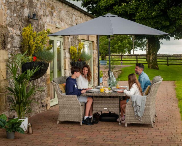 4 Dining Chairs & Rectangular Dining Table in Grey - Riviera - Rattan Direct by Rattan Direct ...