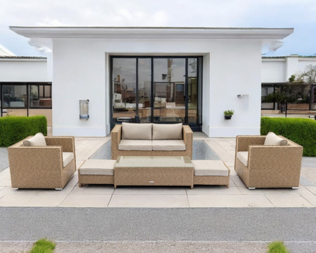 Rattan Garden 2 Seater Sofa Set in Willow - Ascot - Rattan Direct by ...