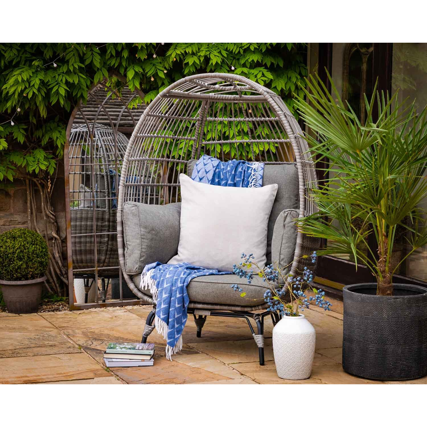 Rattan Garden Egg Chair in Grey - Havana - Rattan Direct by Rattan ...