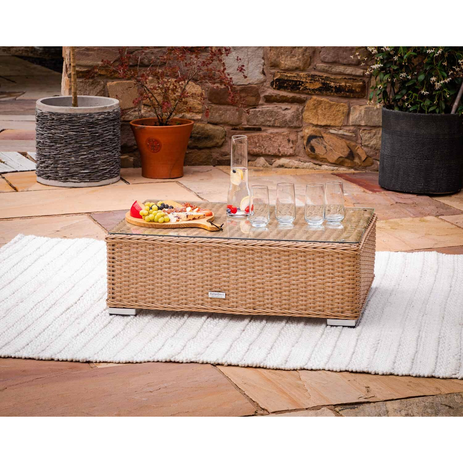 Rattan Garden Rectangular Coffee Table in Willow - Lisbon - Rattan ...