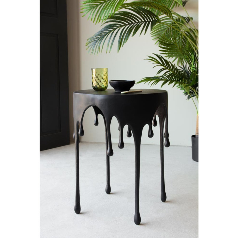 Matt Black Drip Side Table by Rockett St George | ufurnish.com