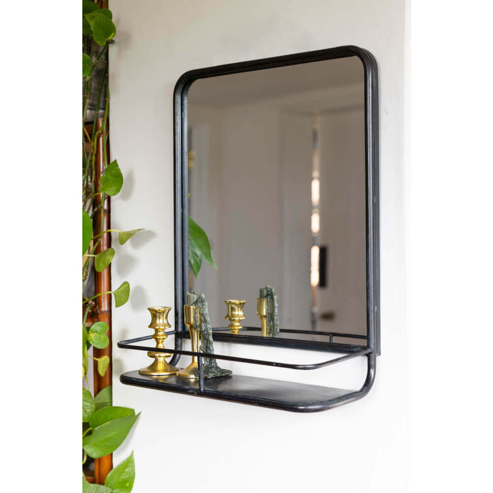 Gun Metal Mirror With Shelf by Rockett St George | ufurnish.com