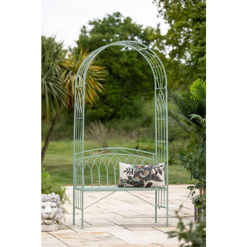 Mint Green Garden Bench With Arch by Rockett St George | ufurnish.com