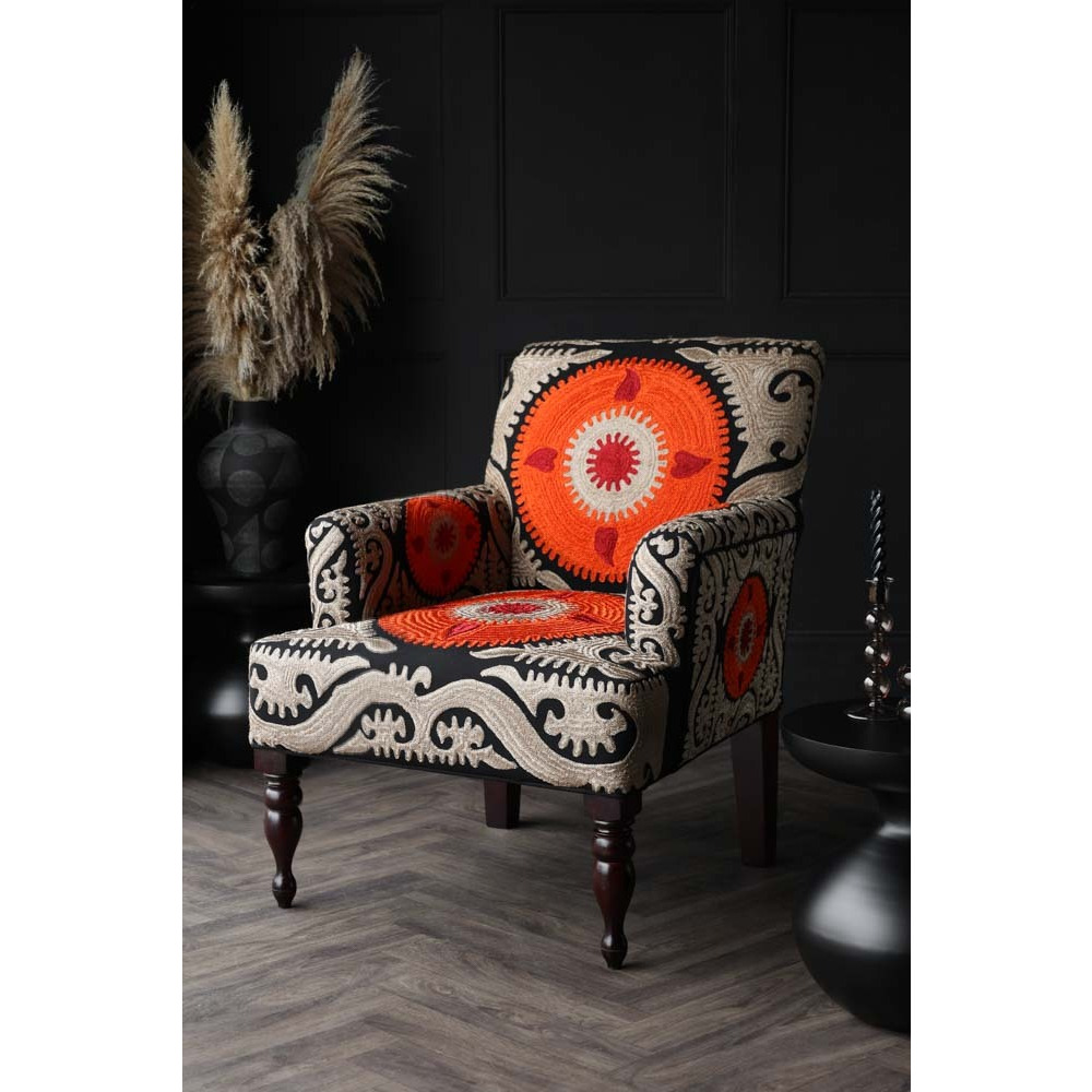 Embroidered Folk Pattern Armchair by Rockett St George | ufurnish.com