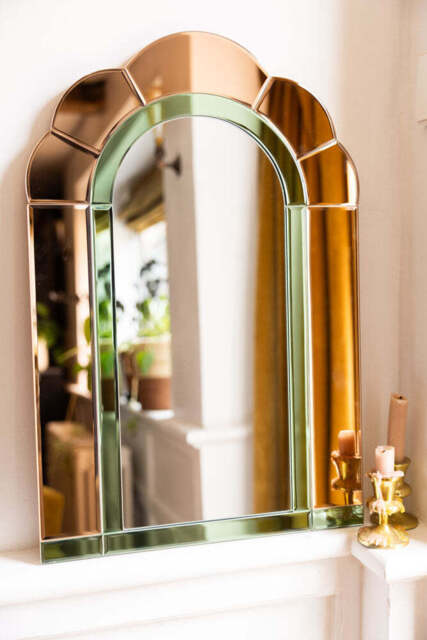Art Deco Inspired Pretty Pink & Green Mirror by Rockett St George ...