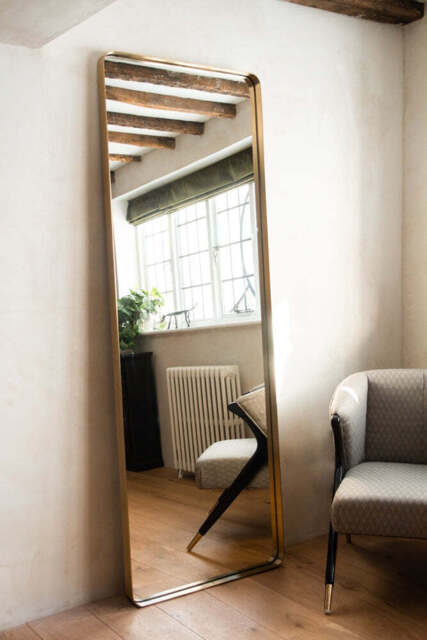 Giant Slim Full-Length Mirror With Rounded Gold Surround by Rockett St ...