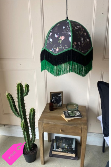 Green & Black Fringe Floral Pendant Ceiling Shade - SAMPLE by Rockett ...