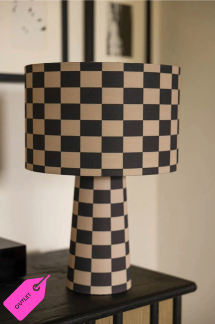 Charcoal & Natural Checkerboard Table Lamp - SECONDS by Rockett St ...