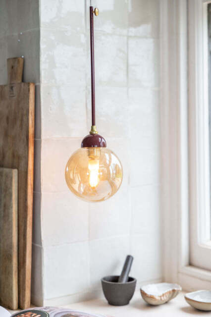 Burgundy Glass Dome Metal Ceiling Light by Rockett St George | ufurnish.com