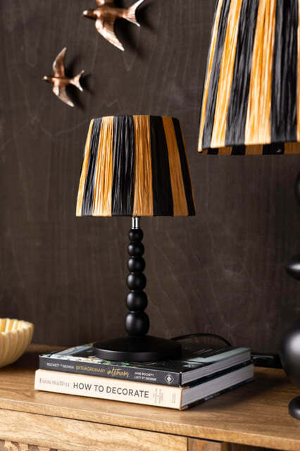 Small Black Bobbin Bedside Table Lamp by Rockett St George | ufurnish.com