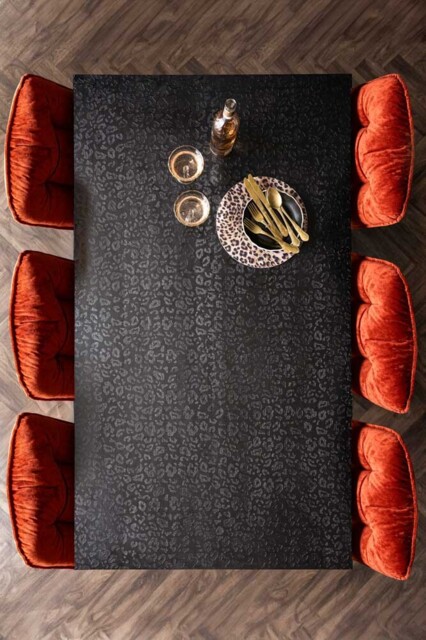 Leopard Print Black Wood 6 Seater Dining Table by Rockett St George ...