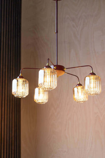 Burgundy Metal & Ribbed Glass Ceiling Light by Rockett St George ...