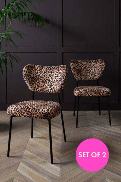 Set Of 2 Dining Chairs In Leopard Print Velvet by Rockett St George ...