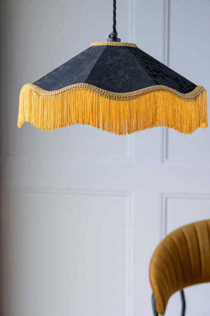 Black & Gold Tassel Ceiling Light Shade by Rockett St George | ufurnish.com