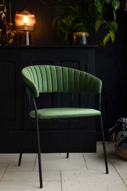 Curved Back Velvet Dining Chair In Moss Green by Rockett St George ...
