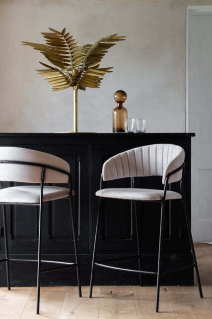 Curved Back Velvet Bar Stool In Mink Grey by Rockett St George ufurnish