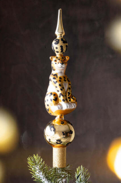 Gold Leopard Christmas Tree Topper by Rockett St George | ufurnish.com