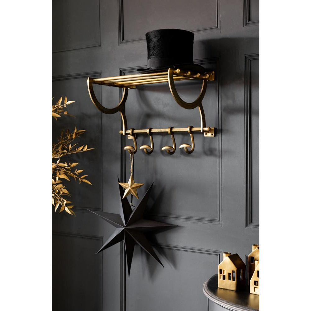 Antique Gold Luggage Rack With Coat Hooks by Rockett St George ...