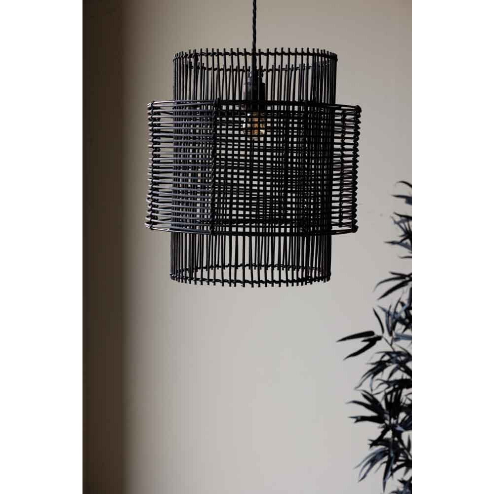 Black Rattan Ceiling Light Shade by Rockett St George | ufurnish.com