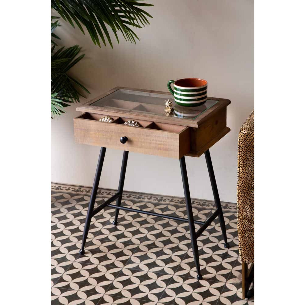 Wood & Glass Display Side Table by Rockett St George | ufurnish.com