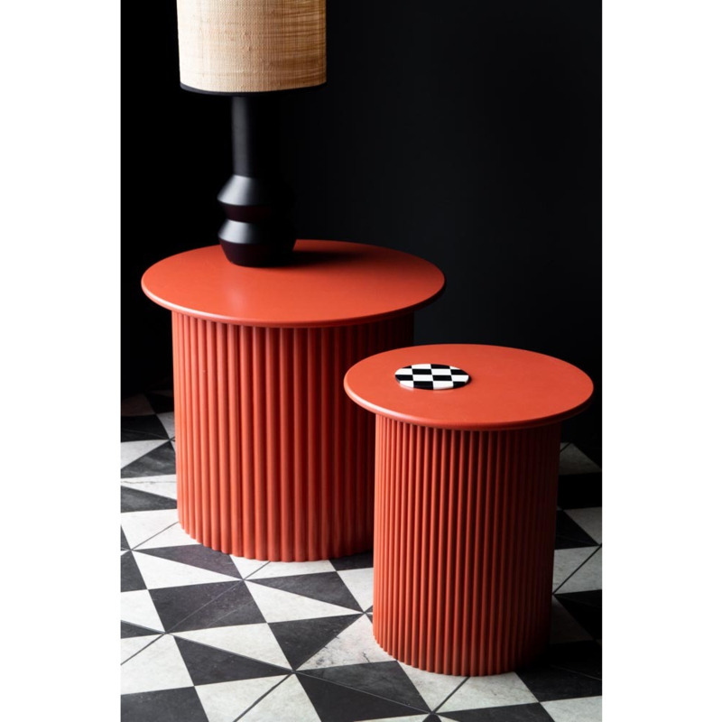 Set Of 2 Terracotta Ribbed Side Tables by Rockett St George | ufurnish.com