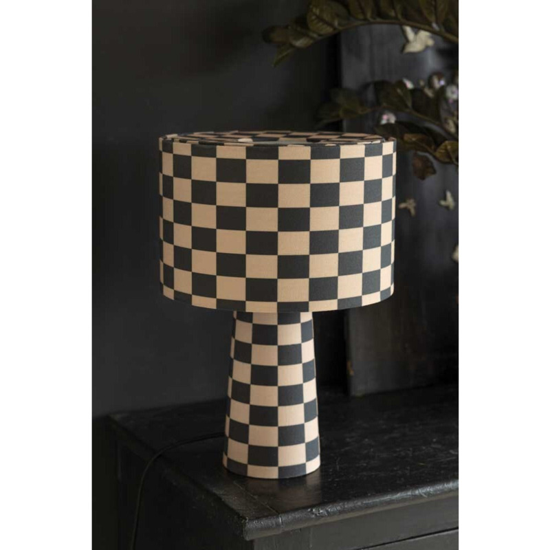 Charcoal & Natural Checkerboard Table Lamp by Rockett St George ...