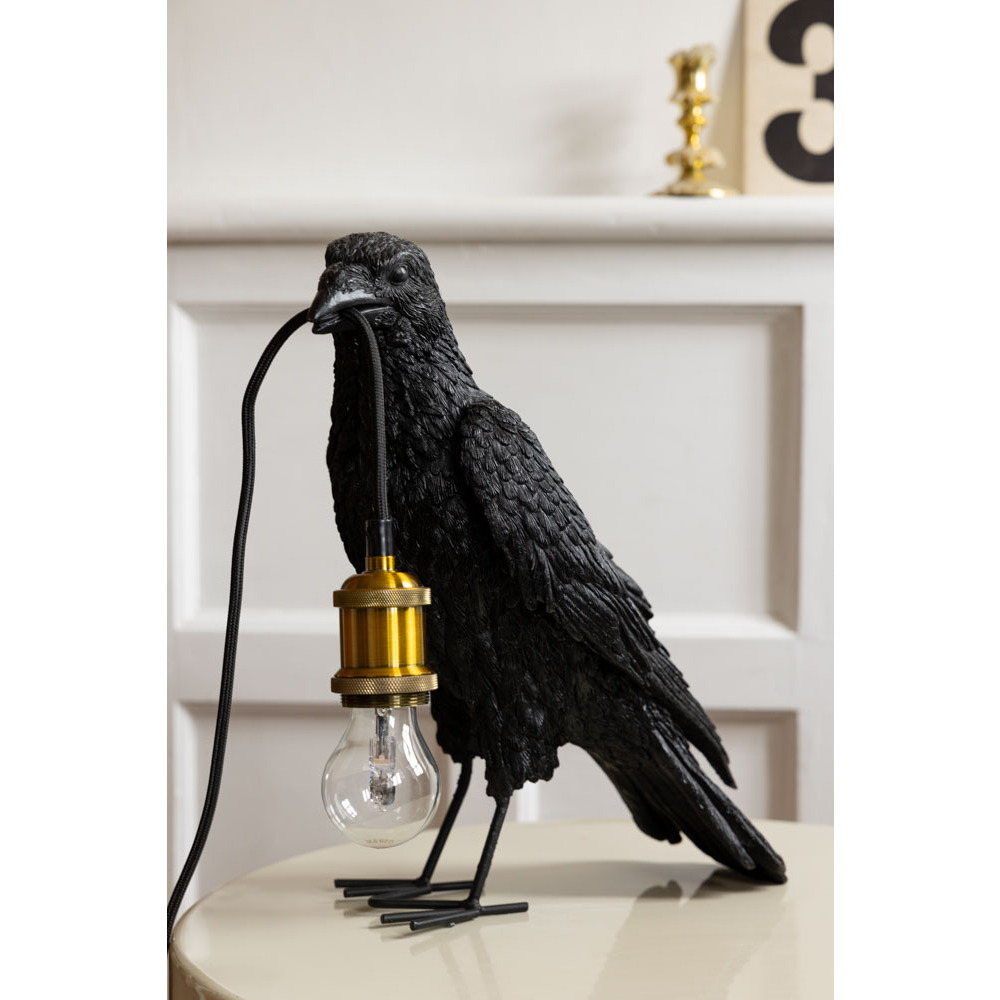 Standing Black Crow Table Lamp by Rockett St George | ufurnish.com