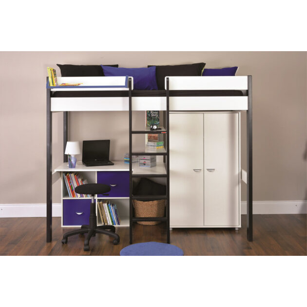 Stompa Uno 7A High Sleeper Bed with Desk, Wardrobe & Storage Unit by ...