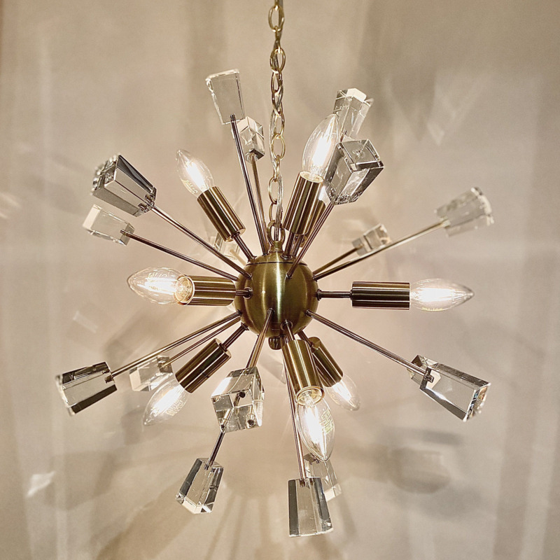 Lustre 9 Bulb Glass Sun Burst Gold Pendant Ceiling Light by Rowen Homes ...