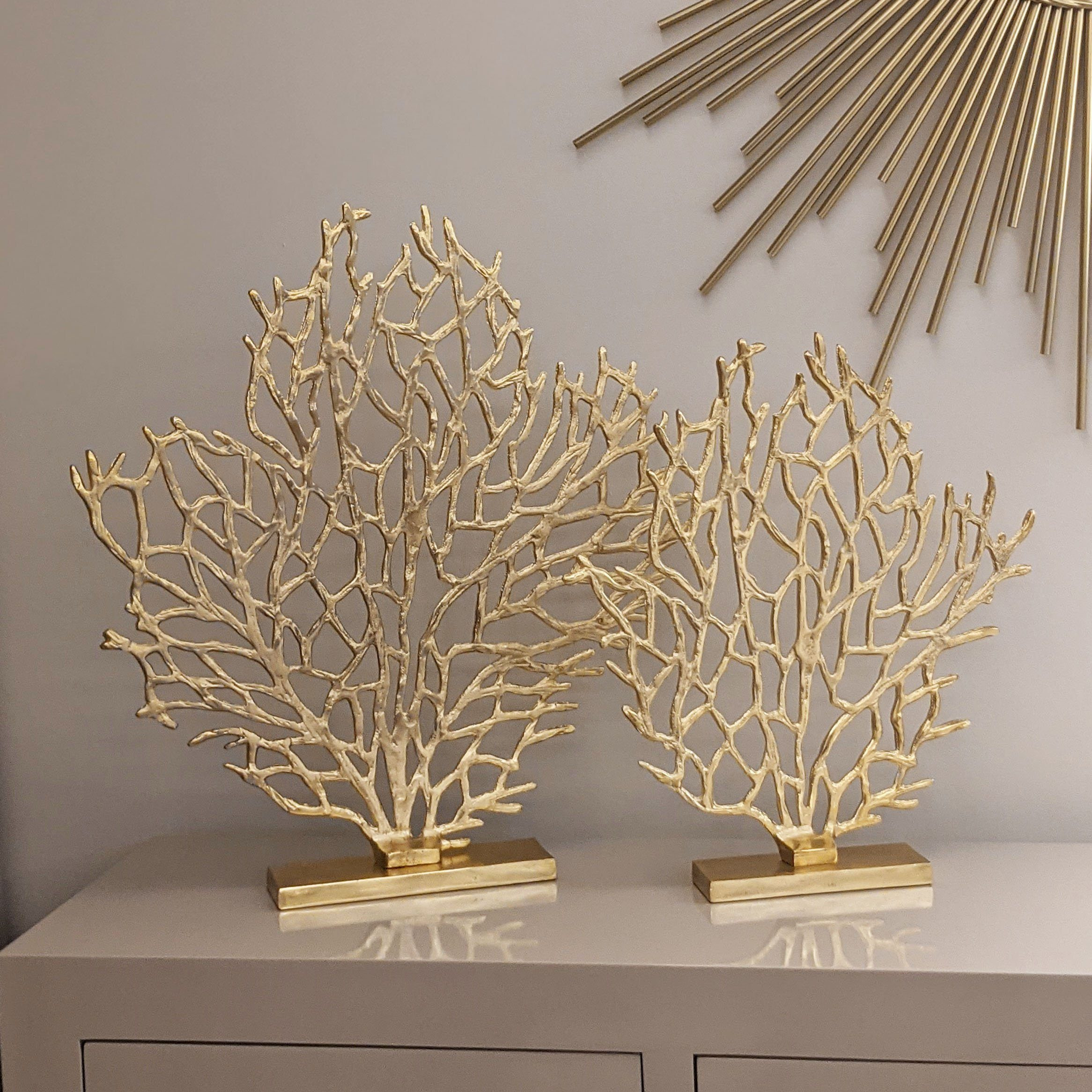 Vulcan Medium Gold Tree Sculpture by Rowen Homes | ufurnish.com