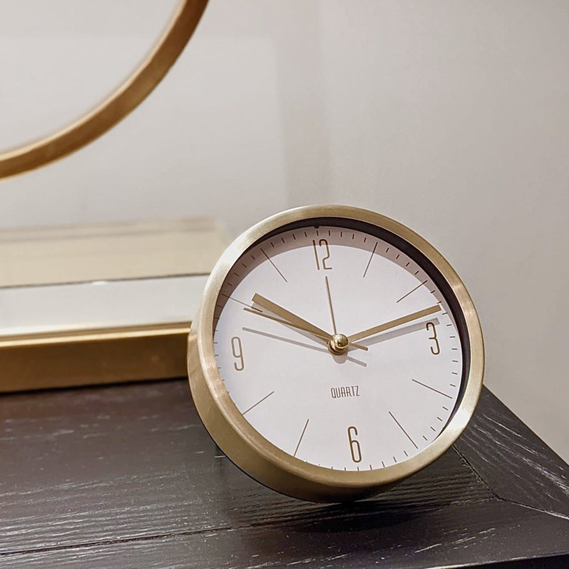 Ella Gold Table Clock by Rowen Homes | ufurnish.com