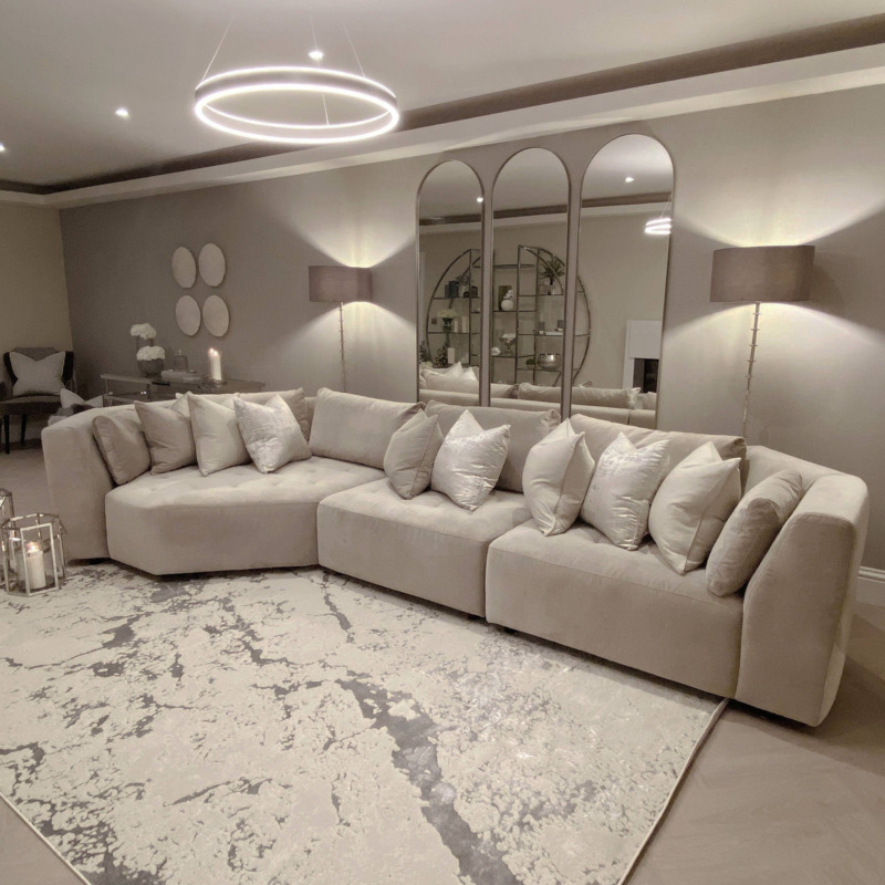 Cuddle Luxury Mink Velvet Modular Sofa, Set 3 by Rowen Homes | ufurnish.com