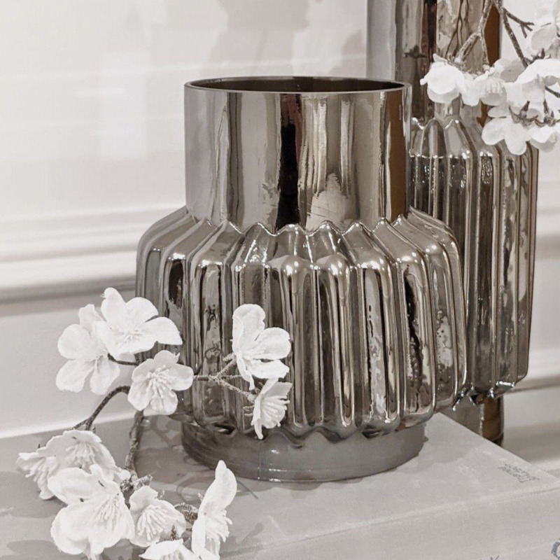 Emersyn Silver Glass Vase, Medium by Rowen Homes | ufurnish.com