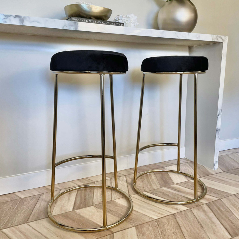 Manhattan Black & Gold Bar Stools - Set of 2 by Rowen Homes | ufurnish.com